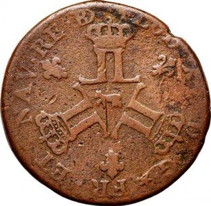 French Copper Sol "Louis XV" 1721-1728 KM# 462 | coinscatalog.NET