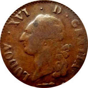 French Copper Sol "Louis XVI" 1779-1791 KM# 579 | coinscatalog.NET