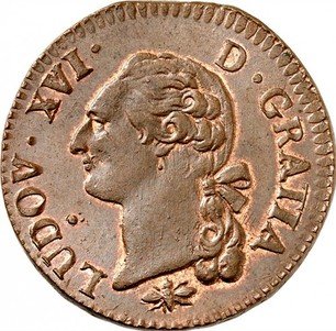 French Copper Sol "Louis XVI" 1779-1791 KM# 578.5 | coinscatalog.NET