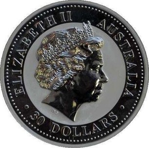 Australian 1 Kilo Silver 30 Dollars "Lunar Goats" 2003 KM# 681 ...