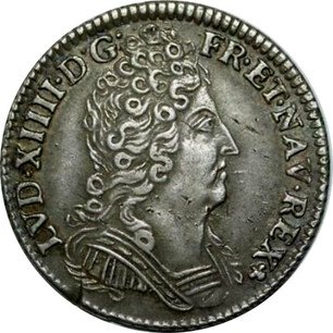 French Silver 1/10 ECU "Louis XIV" 1710-1715 KM# 379.5 | coinscatalog.NET