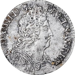 French Silver 1/10 ECU "Louis XIV" 1710-1715 KM# 379.17 | coinscatalog.NET