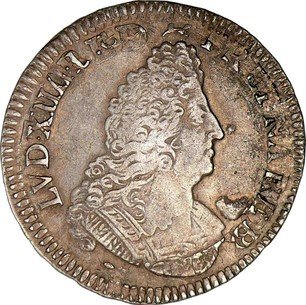 French Silver 1/2 ECU (40 Sols) "Louis XIV" 1704-1705 KM# 357 ...