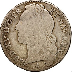 French Silver 1/2 ECU (44 Sols) "Louis XV" 1741-1756 KM# 516.14 ...