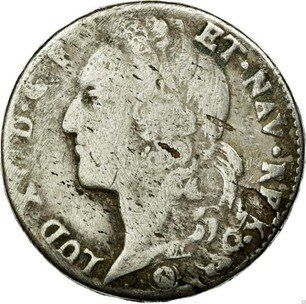 French Silver 1/2 ECU (44 Sols) "Louis XV" 1741-1772 KM# 516.16 ...