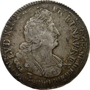 French Silver 1/2 ECU (45 Sols) "Louis XIV" 1704 KM# 355.4 ...