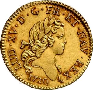 French Gold 1/2 Louis D'or "Louis XV" 1720-1723 KM# 460.1 ...