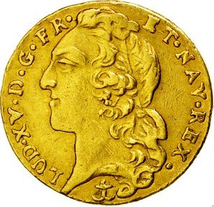 French Gold 1/2 Louis D'or "Louis XV" 1741-1742 KM# 517.11 ...