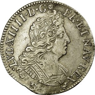 French 1/5 Oz Silver 1/4 ECU "Louis XIV" 1704-1709 KM# 352.16 ...