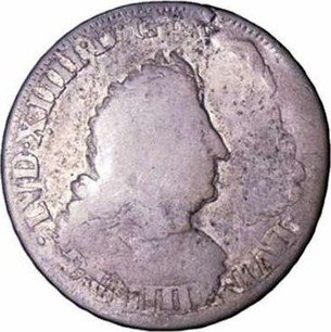 French Silver 1/4 ECU "Louis XIV" 1705 KM# 374 | coinscatalog.NET