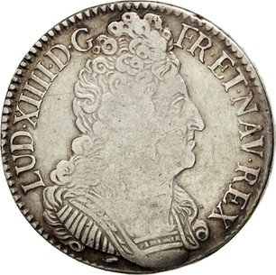 French Silver ECU "Louis XIV" 1709-1715 KM# 386.14 | coinscatalog.NET
