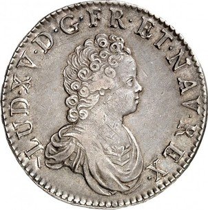 French Silver ECU "Louis XV" 1715 KM# 412.4 | coinscatalog.NET