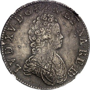 French Silver ECU "Louis XV" 1716-1717 KM# 423 | coinscatalog.NET