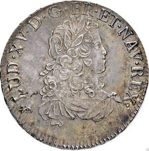 French Silver ECU "Louis XV" 1721-1724 KM# 459.19 | coinscatalog.NET