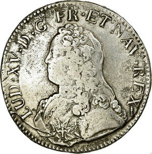 French Silver ECU "Louis XV" 1726-1738 KM# 486.16 | coinscatalog.NET