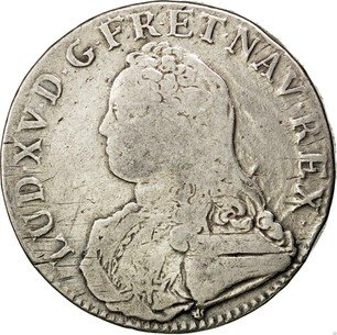 French Silver ECU "Louis XV" 1726-1740 KM# 486.6 | coinscatalog.NET