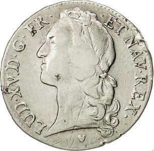 French Silver ECU "Louis XV" 1741-1768 KM# 512.7 | coinscatalog.NET