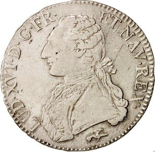 French Silver ECU "Louis XVI" 1775-1791 KM# 564.5 | coinscatalog.NET