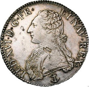 French Silver ECU "Louis XVI" 1775-1791 KM# 564.6 | coinscatalog.NET