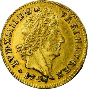 French 1/5 Oz Gold Louis D'or "Louis XIV" 1704-1705 KM# 365.10 ...