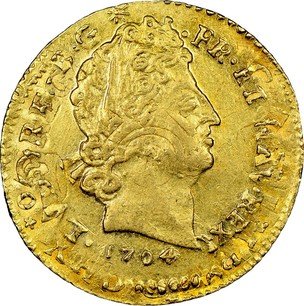 French 1/5 Oz Gold Louis D'or "Louis XIV" 1704-1705 KM# 365.14 ...