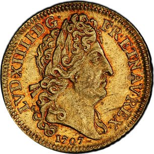 French 1/5 Oz Gold Louis D'or "Louis XIV" 1704-1709 KM# 367 ...
