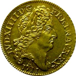 French Gold Louis D'or "Louis XIV" 1709-1715 KM# 390.1 | coinscatalog.NET