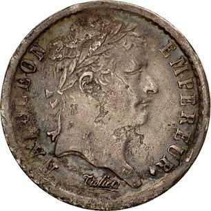 French 1/15 Oz Silver 1/2 Franc "Napoleon I" 1808 KM# 680.9 | coinscatalog.NET