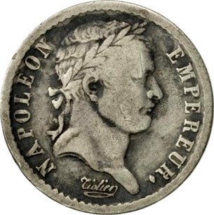 French 1/15 Oz Silver 1/2 Franc "Napoleon I" 1808 KM# 680.11 ...