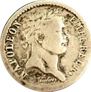 French 1/15 Oz Silver 1/2 Franc "Napoleon I" 1808 KM# 680.12 | coinscatalog.NET