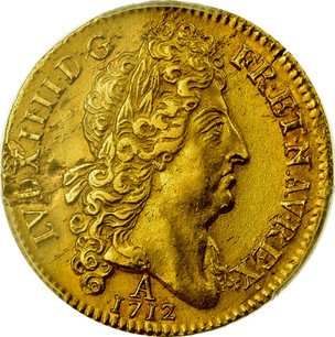French Gold 2 Louis D'or "Louis XIV" 1712-1715 KM# 405.1 | coinscatalog.NET