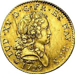 French Gold 2 Louis D'or "Louis XV" 1723-1724 KM# 471 | coinscatalog.NET