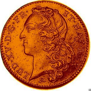 French Gold 2 Louis D'or "Louis XV" 1742-1774 KM# 519.3 | coinscatalog.NET