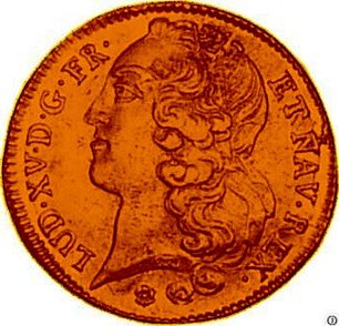 French Gold 2 Louis D'or "Louis XV" 1744-1757 KM# 519.2 | coinscatalog.NET