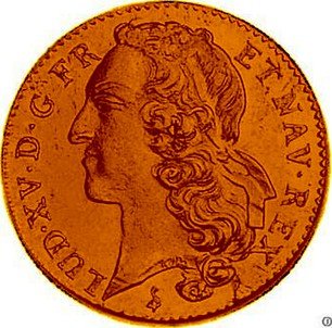 French Gold 2 Louis D'or "Louis XV" 1743-1759 KM# 519.7 | coinscatalog.NET