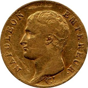 French Gold 20 Francs "Napoleon I" 1806-1807 KM# 674.1 | coinscatalog.NET