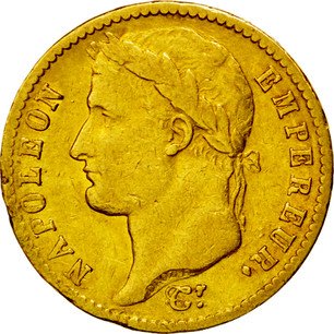20 Francos de Oro Francés "Napoleón I" 1809-1813 KM# 695,5 ...