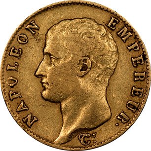 20 Francos de Oro Francés "Napoleón I" 1805-1806 KM# 663,6 ...