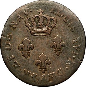 French Copper 3 Sous "Louis XVI" 1781 KM# 2a | coinscatalog.NET