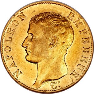 French Gold 40 Francs "Napoleon I" 1806-1807 KM# 675.1 | coinscatalog.NET