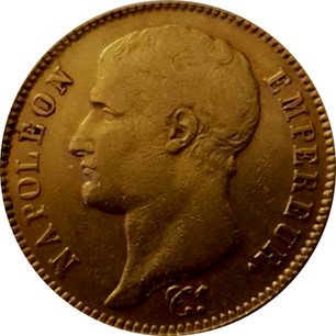 French Gold 40 Francs "Napoleon I" 1806-1807 KM# A688.1 | coinscatalog.NET