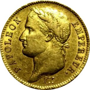 French Gold 40 Francs "Napoleon" 1807-1808 KM# 688.1 | coinscatalog.NET