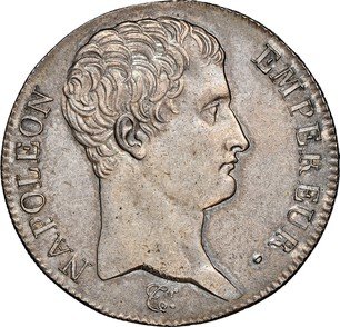 French Silver 5 Francs "Napoleon I" 1806-1807 KM# 673.6 | coinscatalog.NET