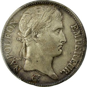 French Silver 5 Francs "Napoleon I" 1808 KM# 686.4 | coinscatalog.NET