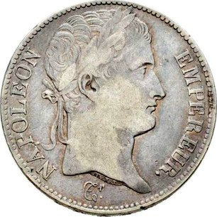 French Silver 5 Francs "Napoleon I" 1808 KM# 686.13 | coinscatalog.NET