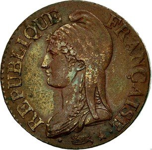 French Bronze Decime "Napoleon I" 1795-1796 KM# 636.1 | coinscatalog.NET