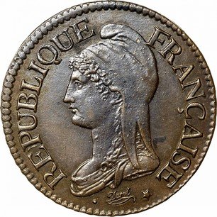 French Bronze Decime "Napoleon I" 1795-1796 KM# 636.2 | coinscatalog.NET