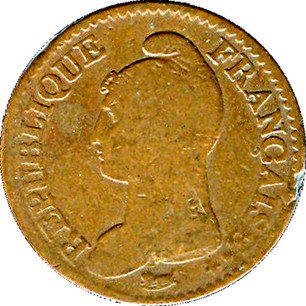 French Bronze Decime "Liberty" 1795-1797 KM# 637.1 | coinscatalog.NET
