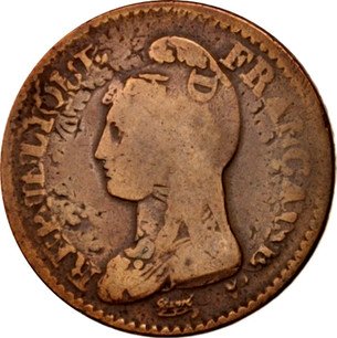 French Bronze Decime "Liberty" 1795-1800 KM# 645.1 | coinscatalog.NET