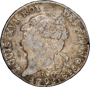 French Silver ECU "Louis XVI" 1792-1793 KM# 615.13 | coinscatalog.NET